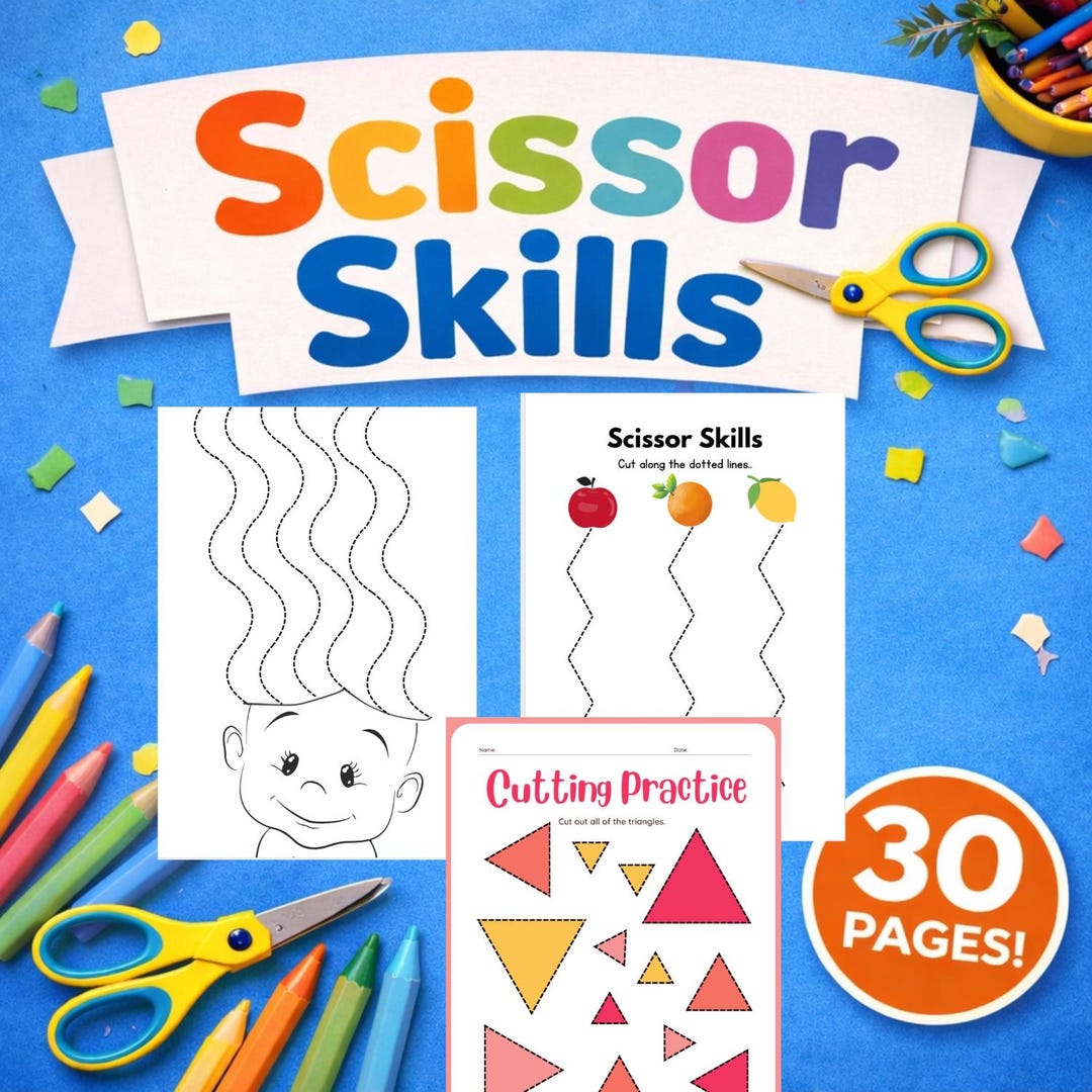 Scissor Skills Worksheets for Kids | Cutting Practice Printable (30 ...