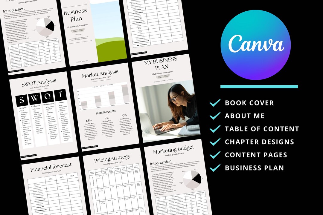 72 Pages Small Business Plan Template | Editable Canva Planner - Etsy