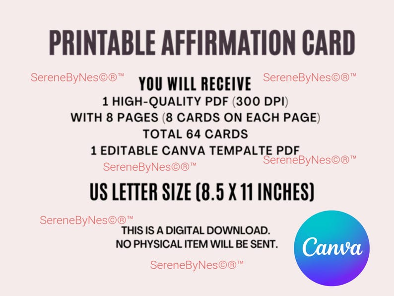 64 Editable Success Affirmation Cards | Printable Positive Affirmations ...