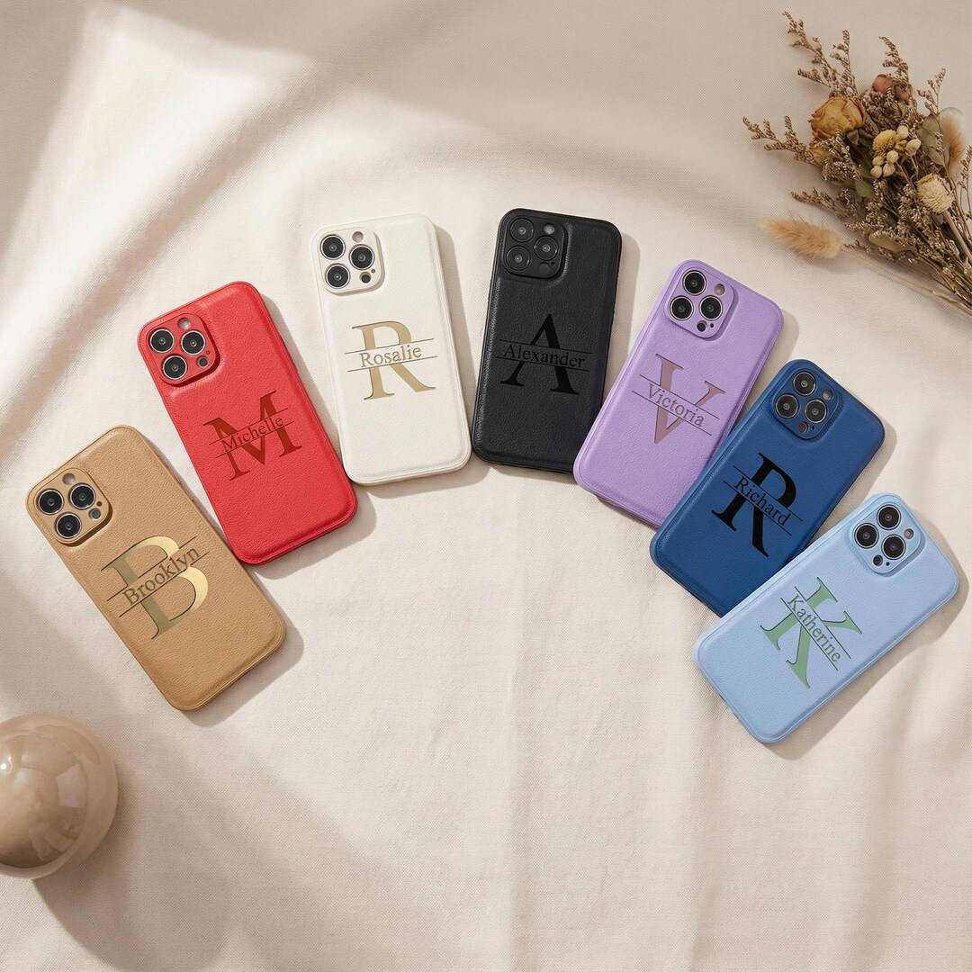 Personalized Monogram iPhone Case, Faux Leather, Custom Name - Etsy