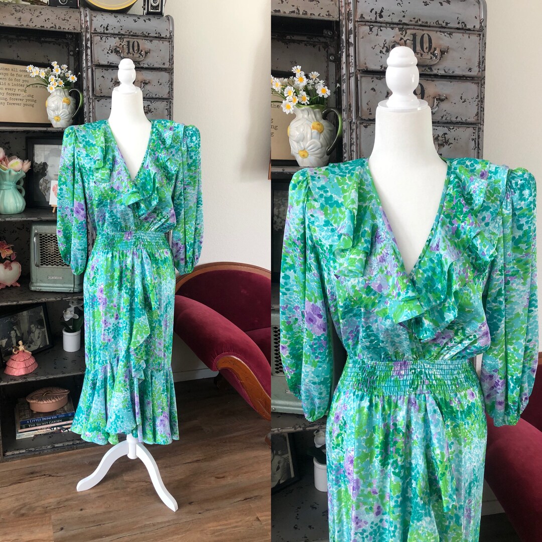 Vintage 1980's Susan Tudor Ruffled Dress S/M - Etsy