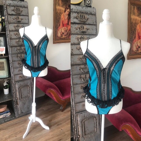 80s vintage black teddy - Gem