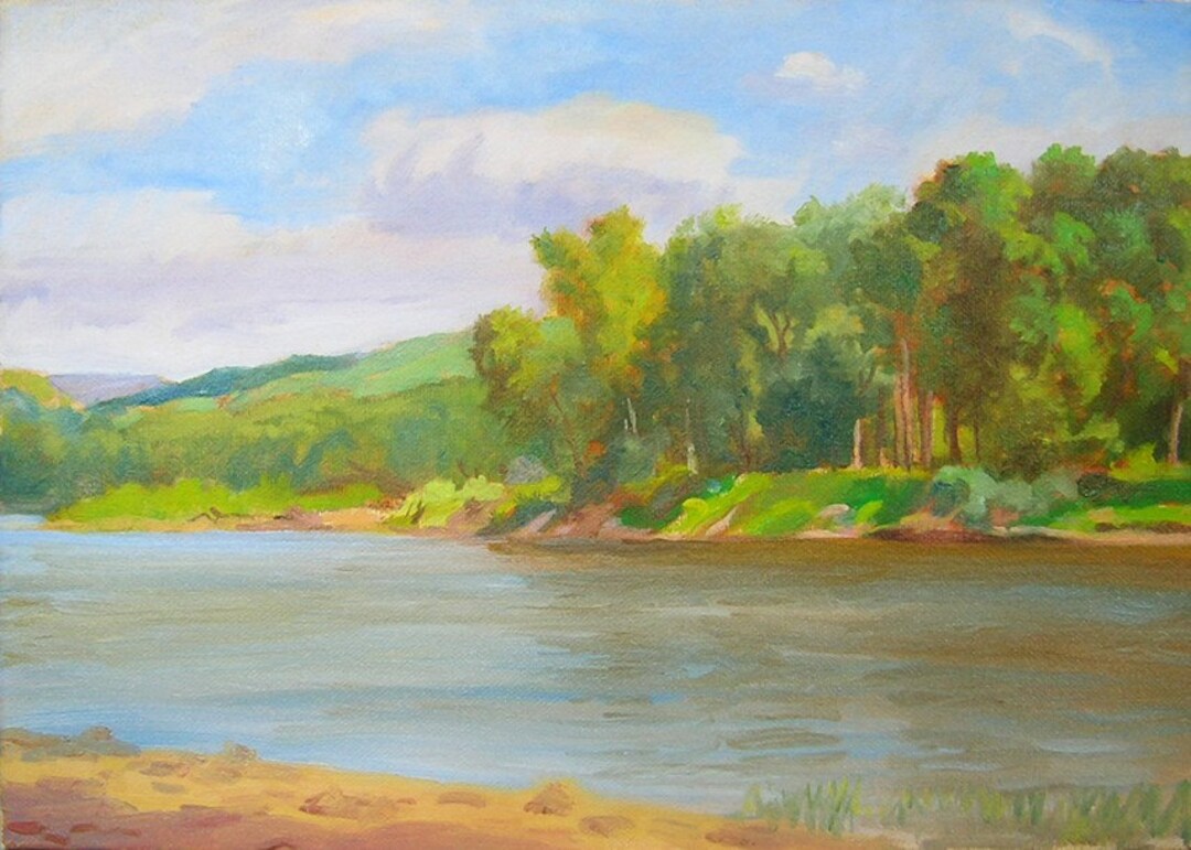 The Delaware River in June, Summer Painting of the River, Landscape in ...