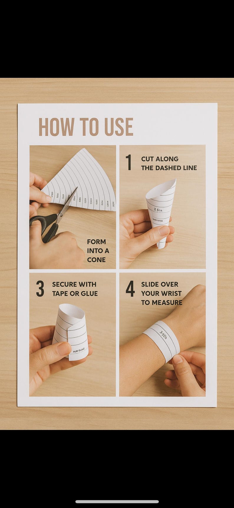 Printable Bracelet Sizer | Wrist Measuring Tool | Bracelet Size Chart ...