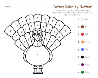 Turkey Thanksgiving Color by Number Math Printable - Multiplication PDF ...