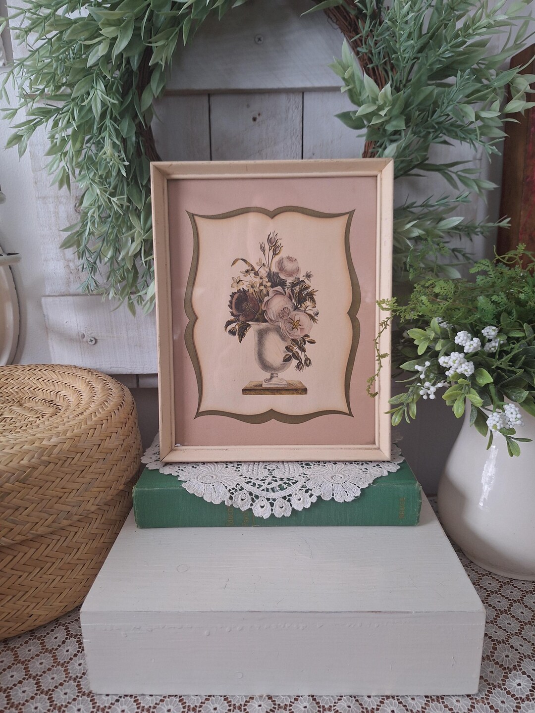 Vintage Moody Floral Shabby Chic Framed Wall Print - Brown and Pink ...