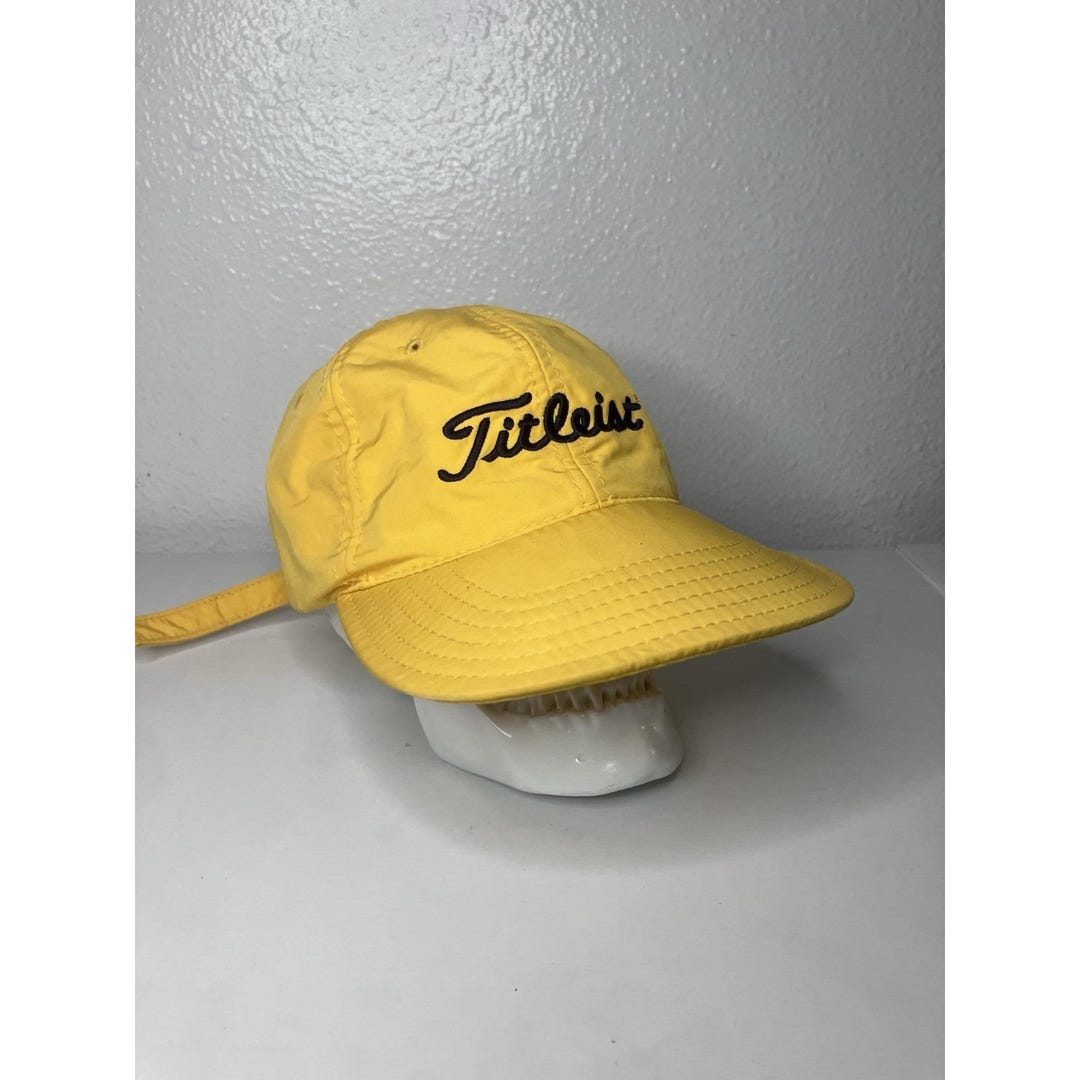 Vintage Titleist USA Made Yellow Strapback Hat Union Tag 90s Golf Dad ...