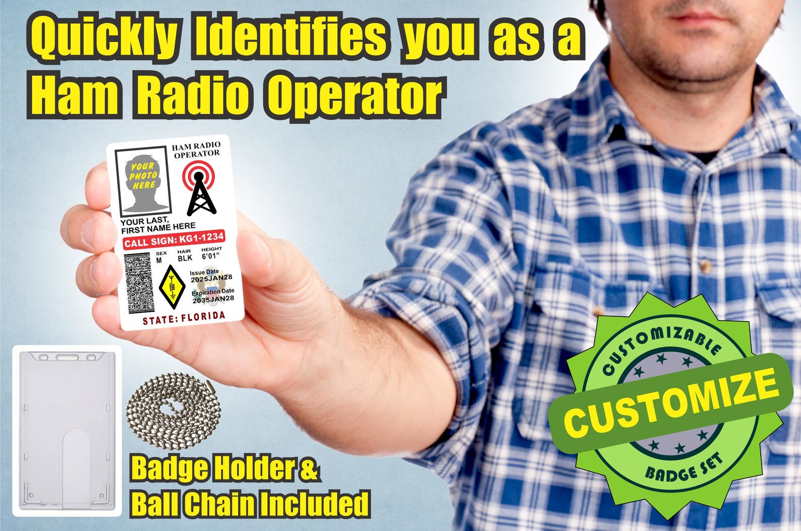 HAM RADIO Identification Card [custom With Your Photo and Info] Amateur ...