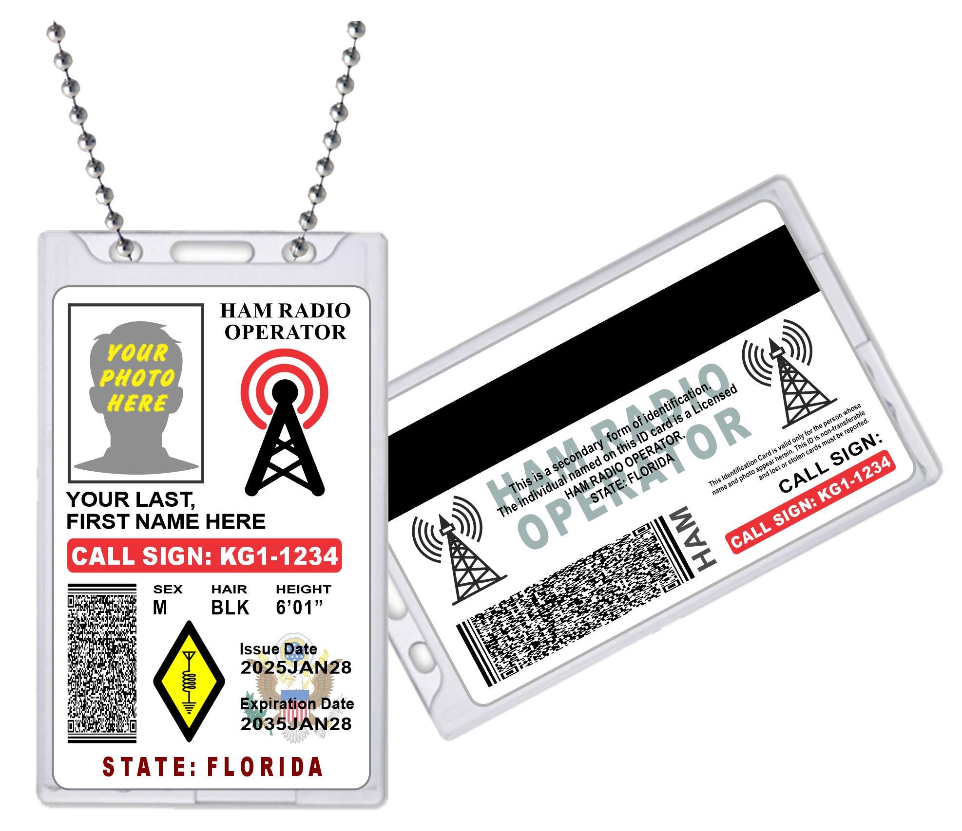 HAM RADIO Identification Card [custom With Your Photo and Info] Amateur ...