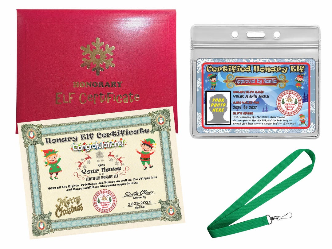 Elf License + Certificate Set [customizable] Your Photo & Name Added to ...