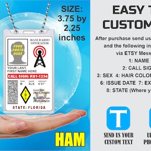 HAM RADIO Identification Card [custom With Your Photo and Info] Amateur ...