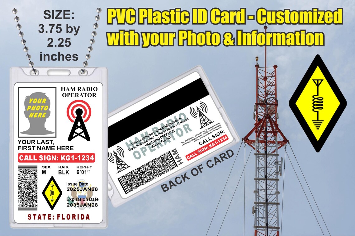 HAM RADIO Identification Card [custom With Your Photo and Info] Amateur ...