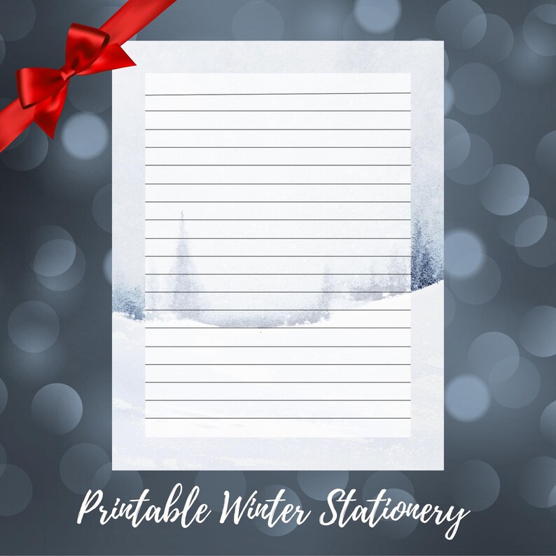Printable Winter Stationery, Holiday Lined Letter Paper, Christmas ...
