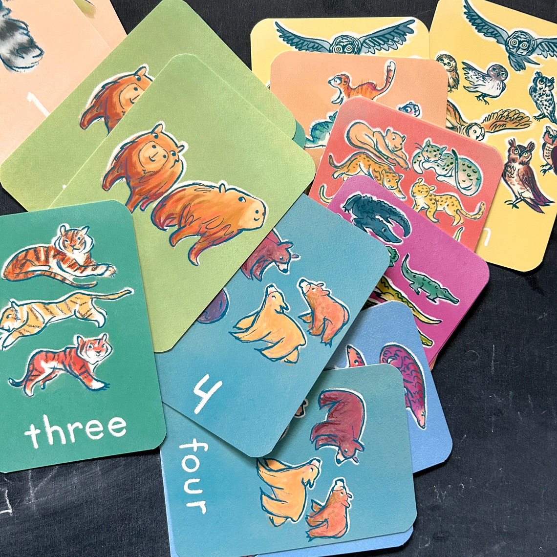 Illustrated "read + Count" Flash Cards - Etsy