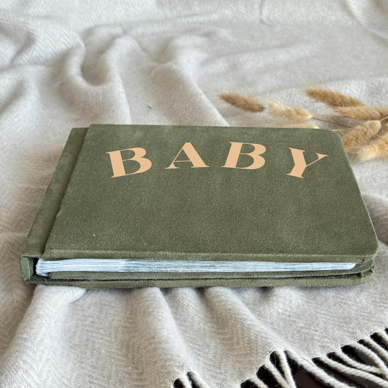 Personalized Suede Baby Memory Book, Custom Unisex First Year Album ...