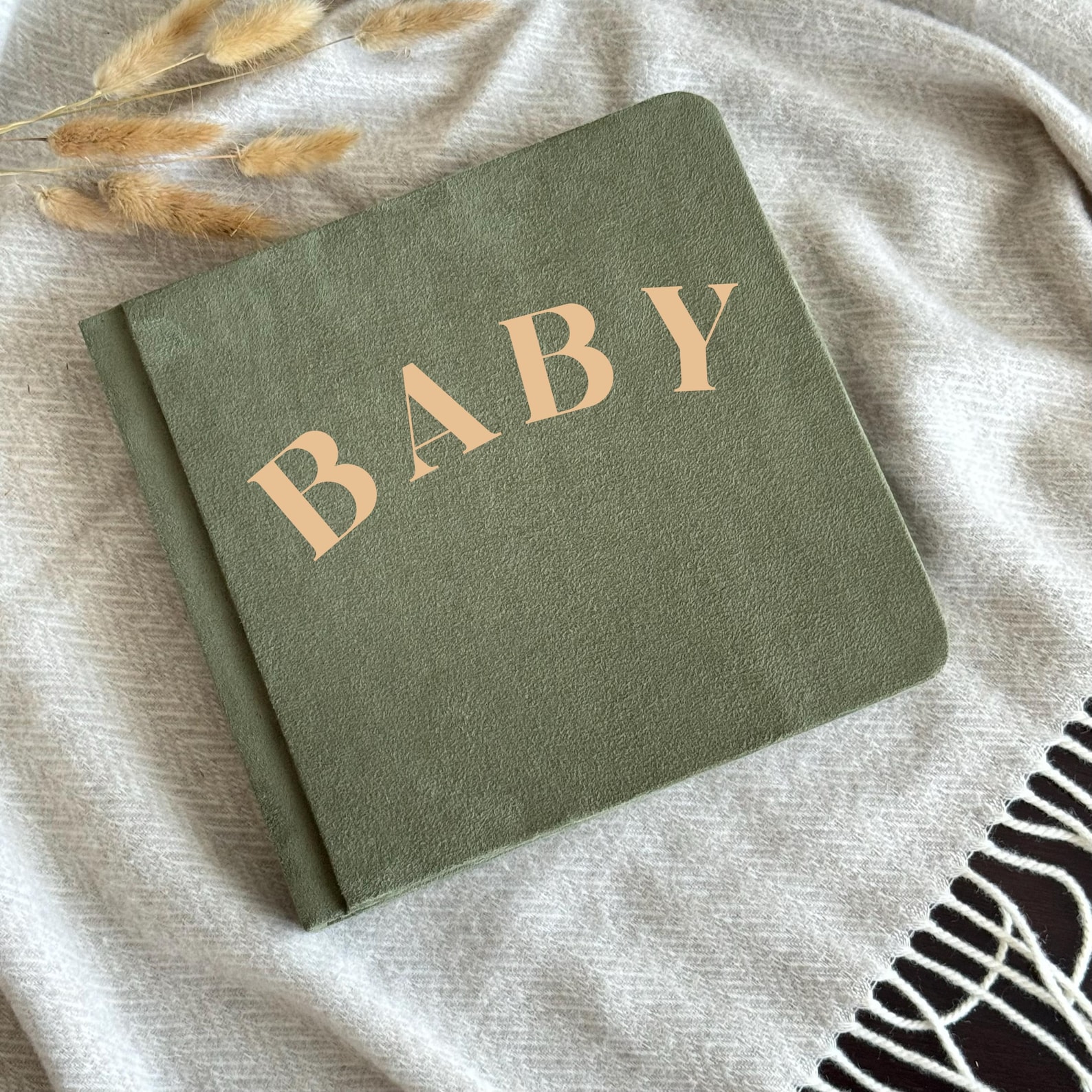 Personalized Suede Baby Memory Book, Custom Unisex First Year Album ...