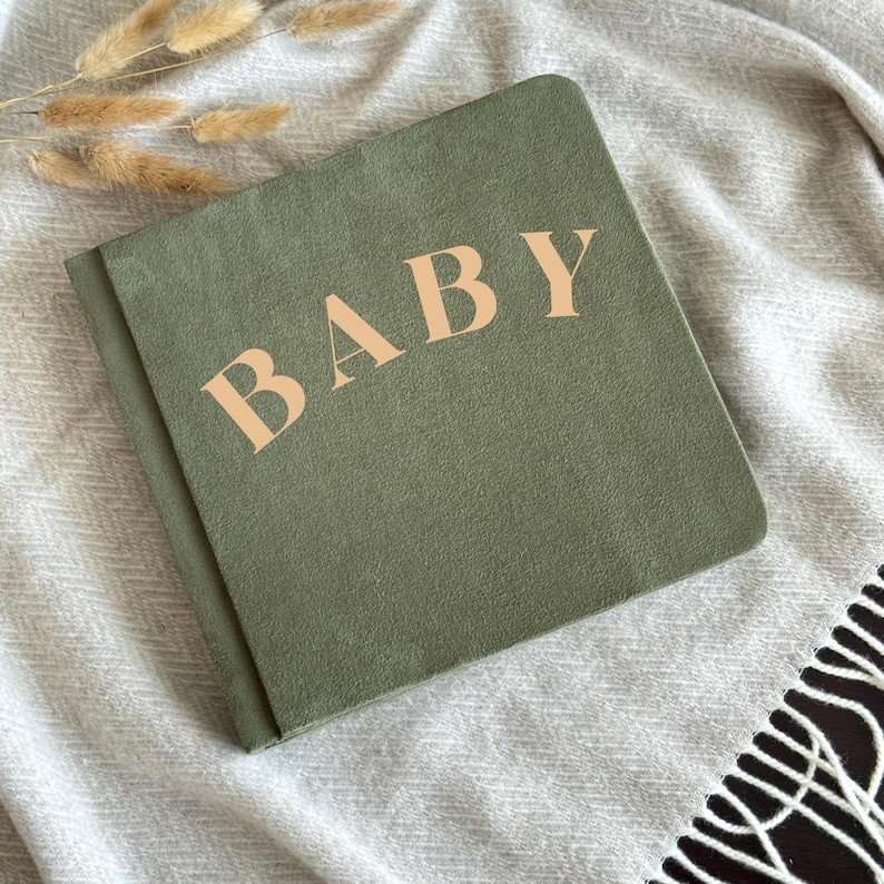 Personalized Suede Baby Memory Book, Custom Unisex First Year Album ...