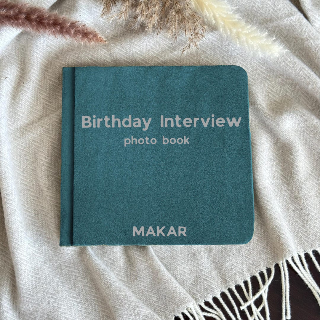 Birthday Interview Photo Book, Personalized Handmade Memory Book, Suede ...