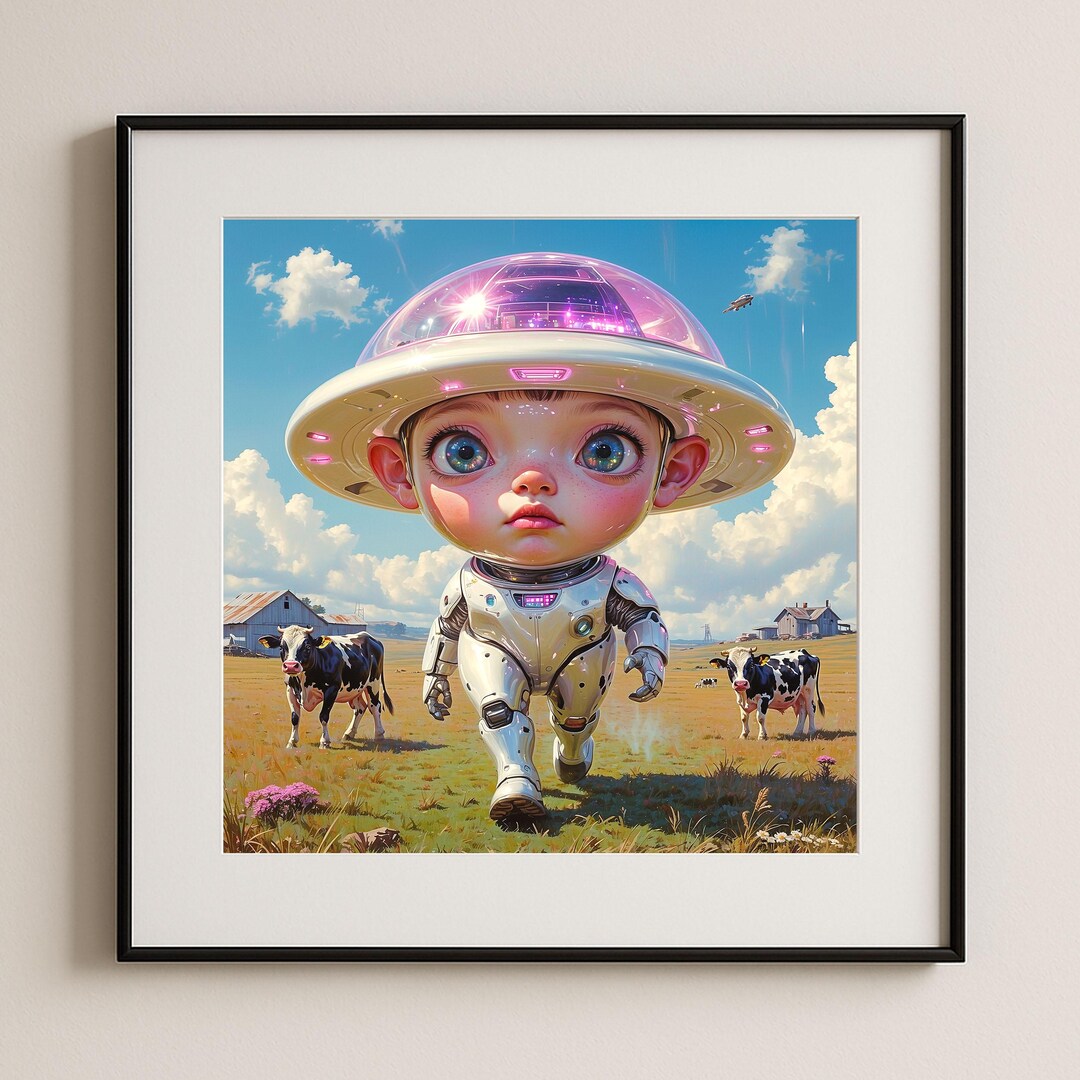 Alien Baby Art Surreal Sci-fi Farm Giclée Print Whimsical Space Wall ...