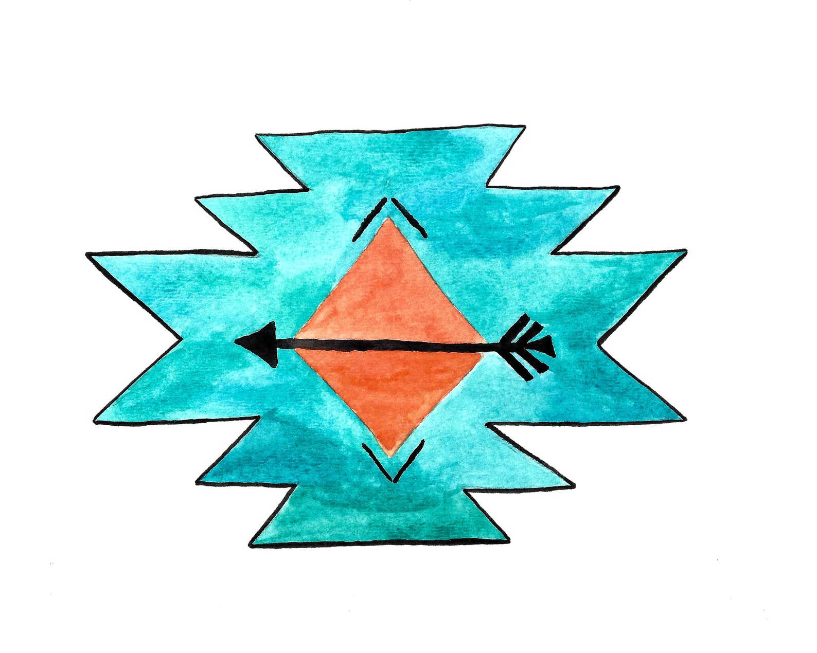 Digital Download Turquoise Tribal Design Art Print, Printable Tribal ...