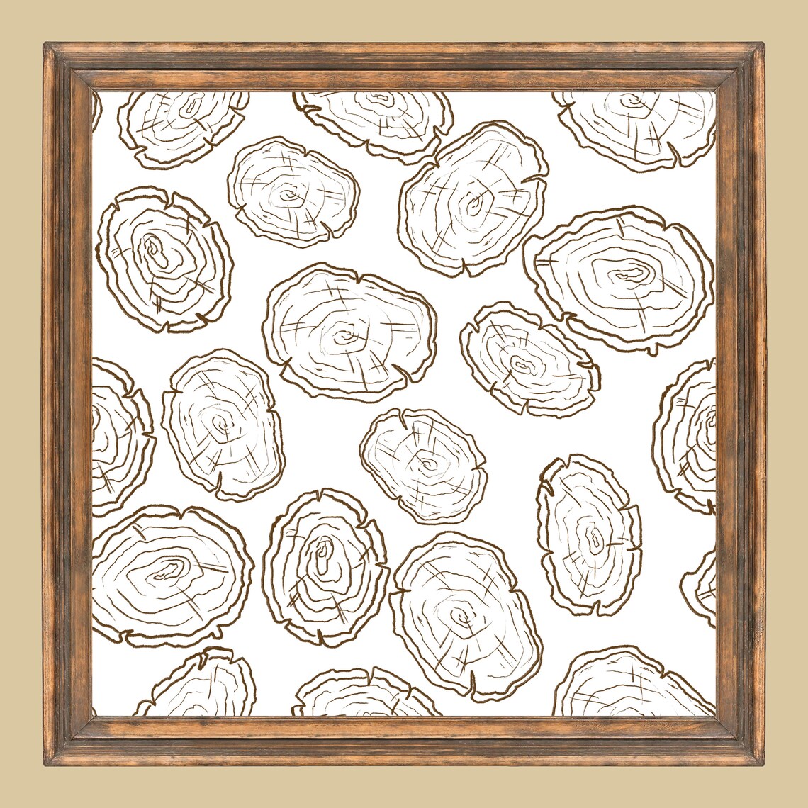 Tree Rings Pattern Art Print, Tree Stump Wall Art, Tree Stump Digital ...