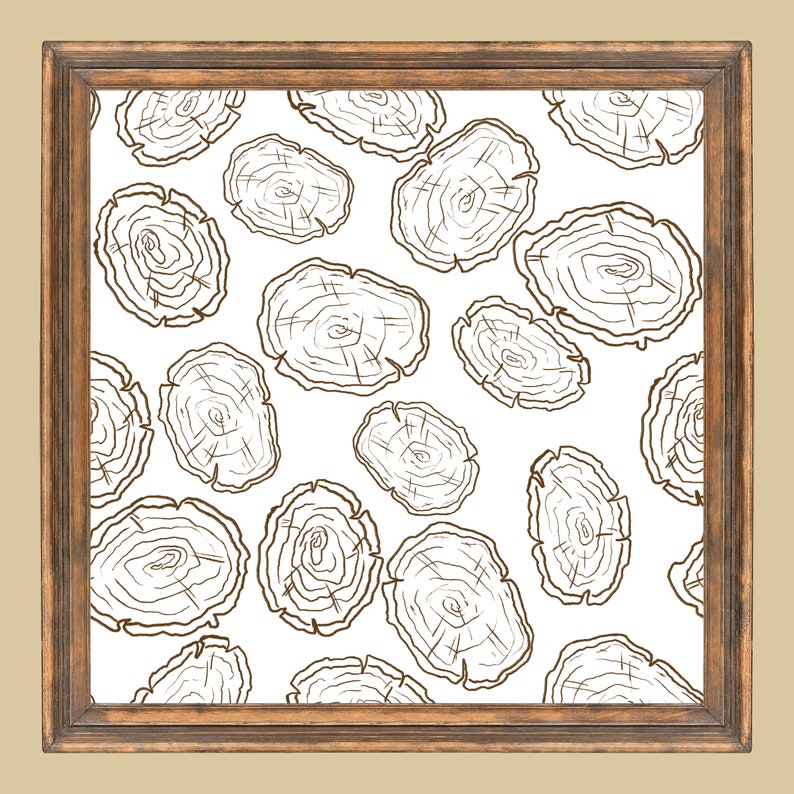 Tree Rings Pattern Art Print, Tree Stump Wall Art, Tree Stump Digital ...