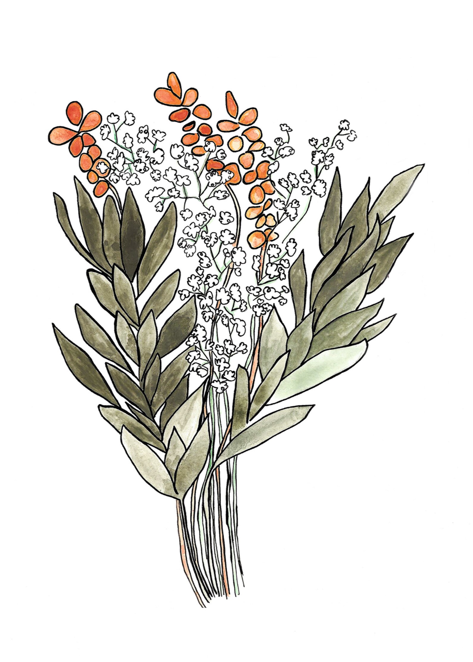 Olive Leaf Bouquet Digital Download. Floral Arrangements Art Print ...