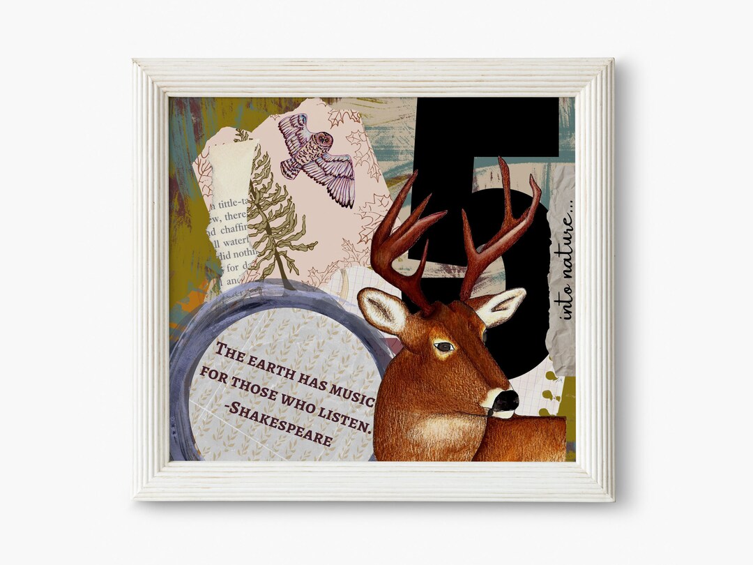 Nature Buck Collage Art, Buck Art Print, Buck Collage Wall Art - Etsy UK
