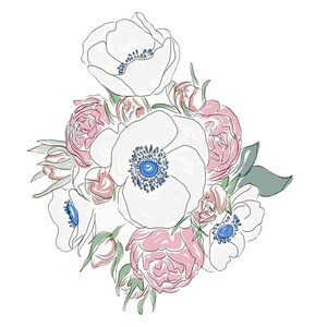 Flower Bouquet Blue Digital Download. Floral Digital Art Print ...