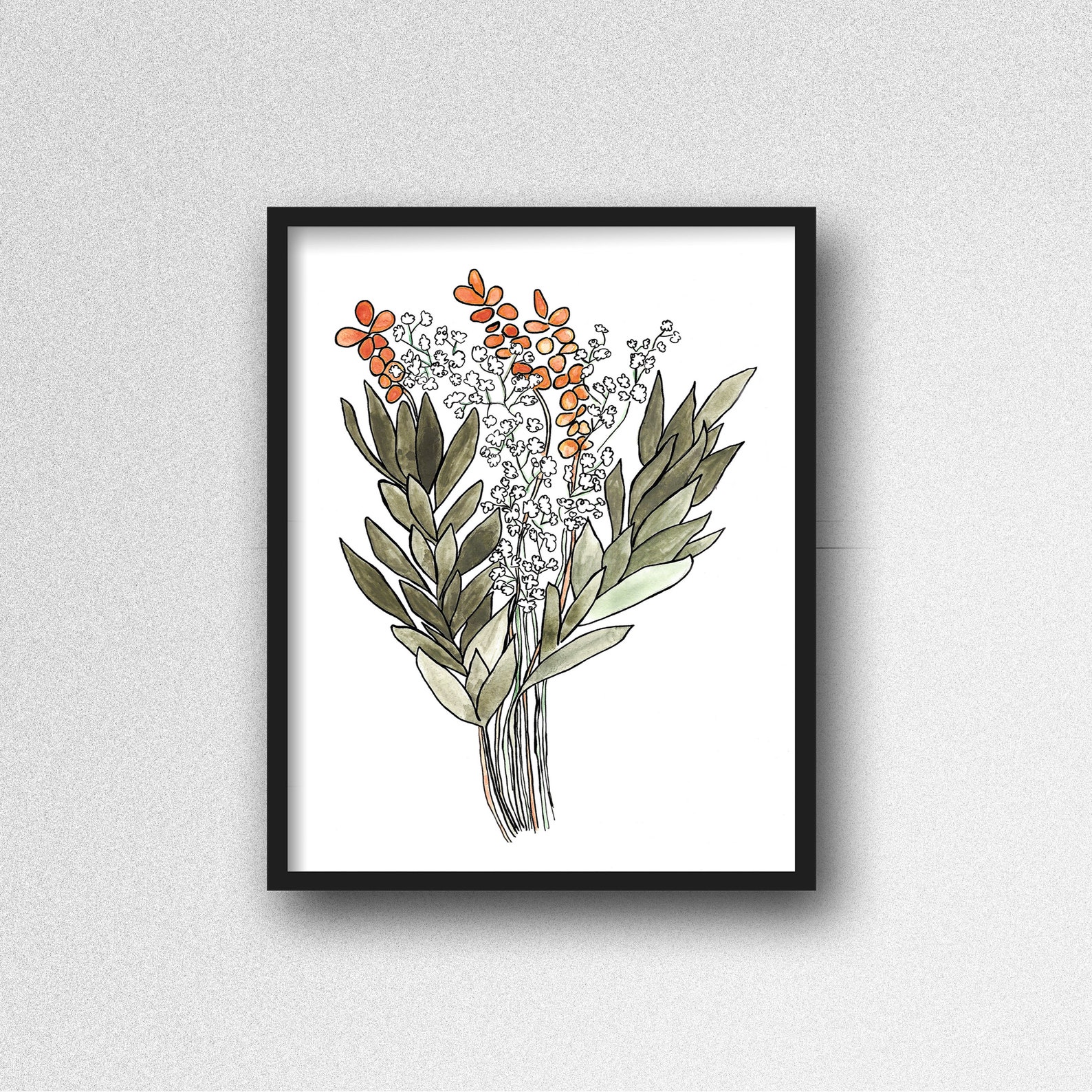 Olive Leaf Bouquet Digital Download. Floral Arrangements Art Print ...