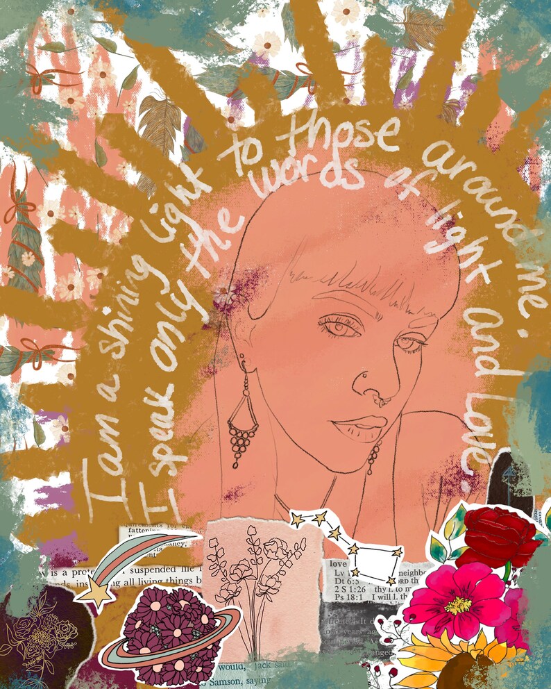 Custom Portrait Illustration Collage Digital Art, Printable Custom Pet ...