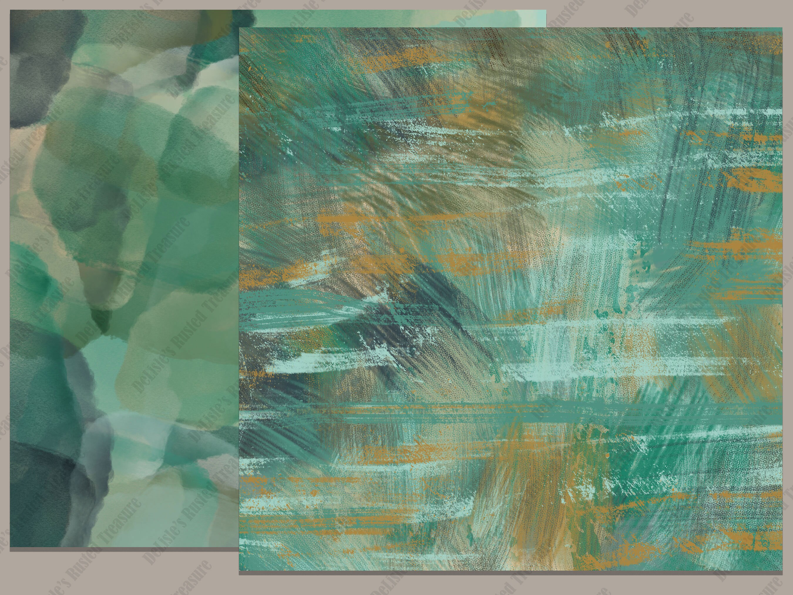 Blue Abstract 12x12 Inch Digital Paper, Abstract Painting Digital Paper ...