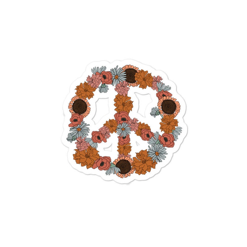 Floral Peace Sign Bubble-free stickers | Etsy
