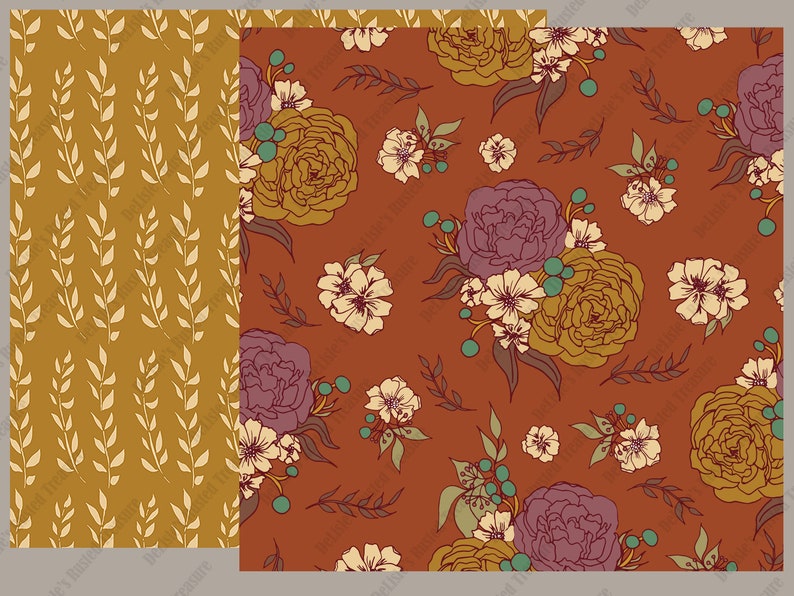 Flower Bouquet Digital Paper, Floral Bouquet Digital Paper, Floral ...