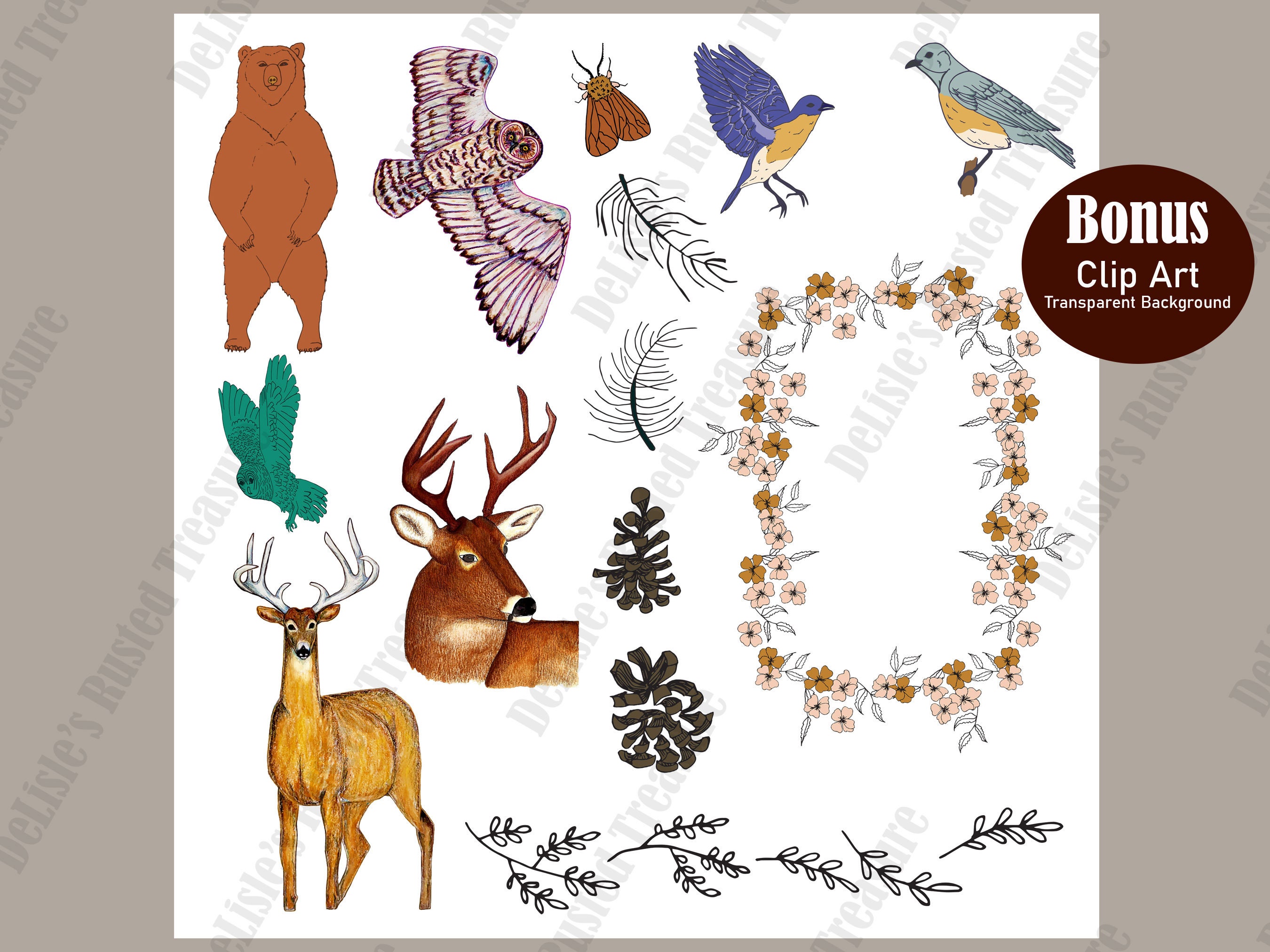 Woodland Digital Paper Bundle, Forest Animals Printables, Digital ...