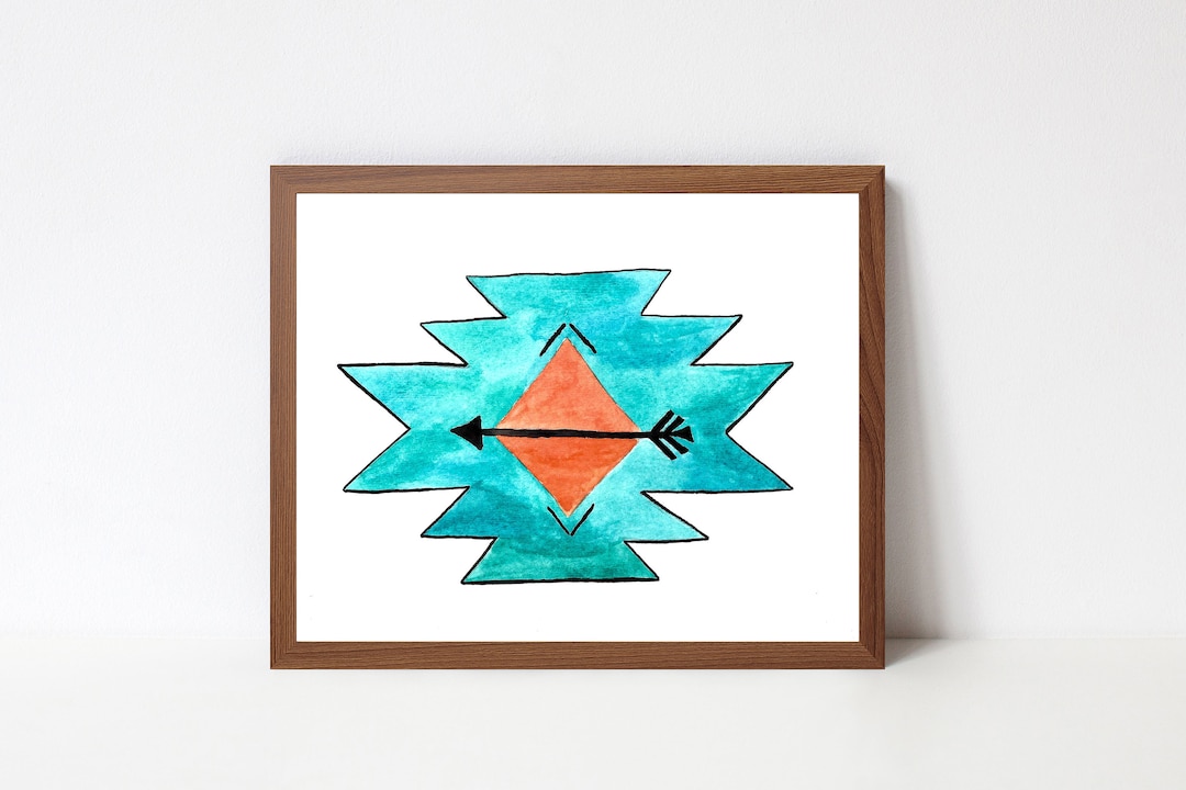 Digital Download Turquoise Tribal Design Art Print, Printable Tribal ...