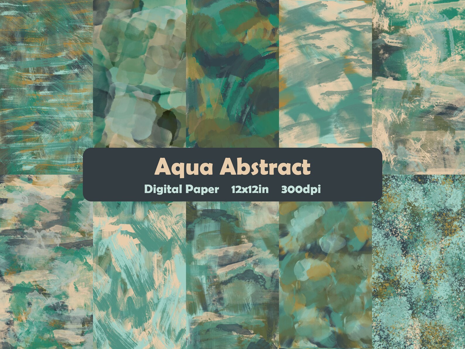 Blue Abstract 12x12 Inch Digital Paper, Abstract Painting Digital Paper ...
