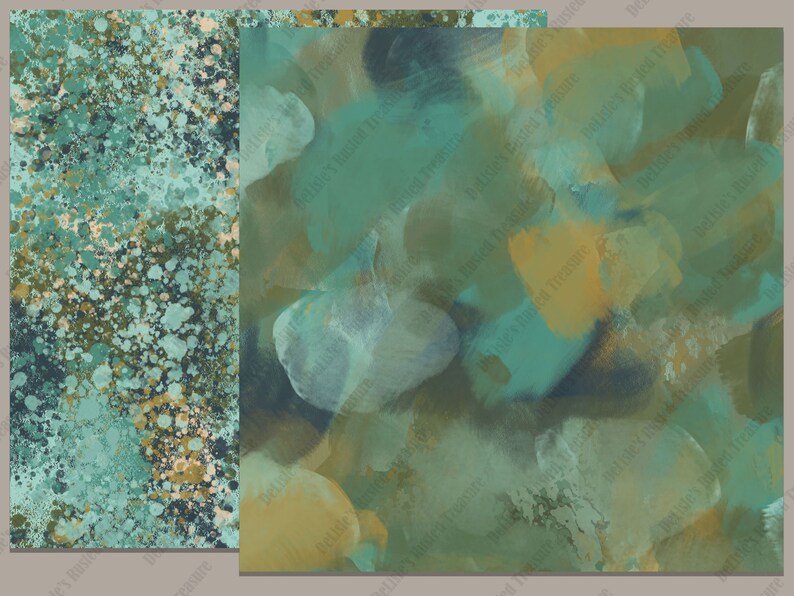 Blue Abstract 12x12 Inch Digital Paper, Abstract Painting Digital Paper ...
