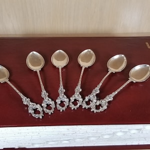 SILVER SPOON SET-6 Mini Spoons-vintage Serving Utensil-antique Dining ...