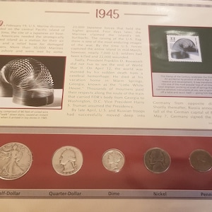 1940s US Coins-vintage Half Dollar-quarter-mercury Dime-nickel-penny ...