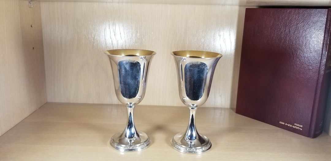 PRELUDE STERLING Goblets-vintage Silver-antique Barware-gold Wash-wine ...