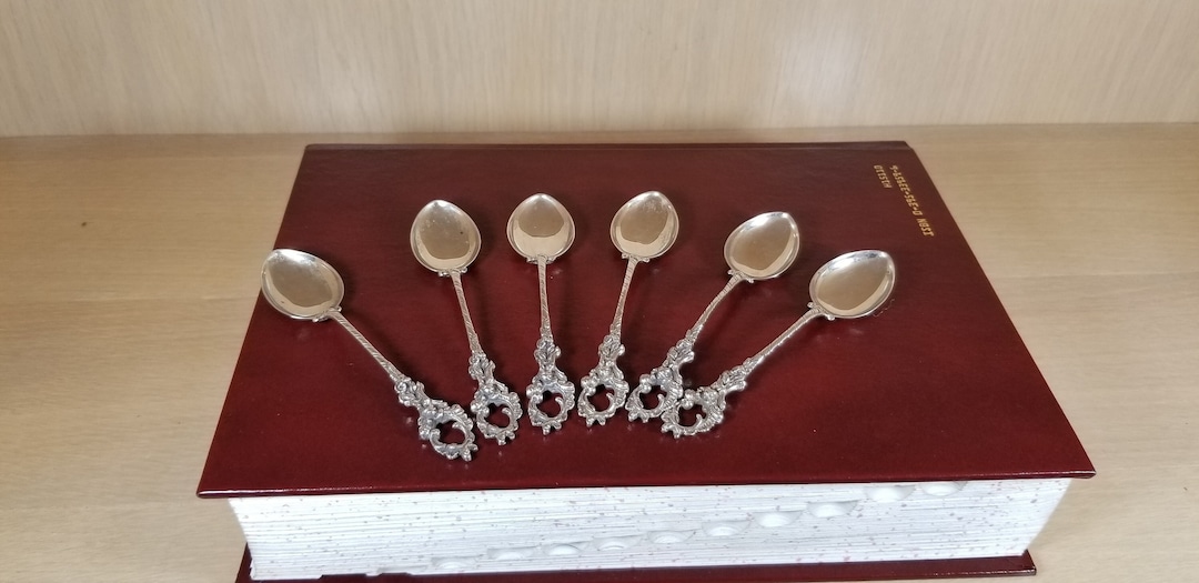 SILVER SPOON SET-6 Mini Spoons-vintage Serving Utensil-antique Dining ...