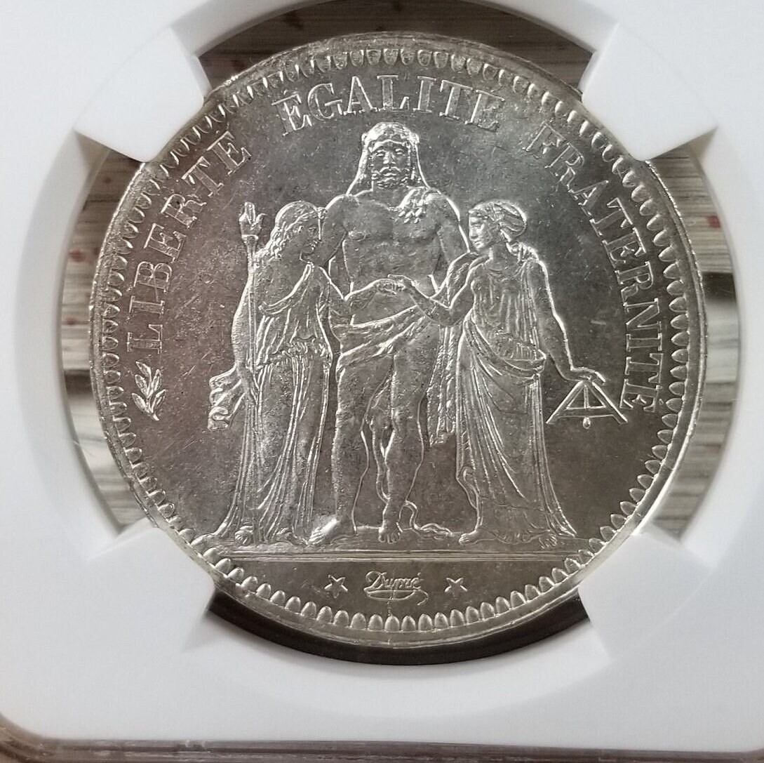 FRANCE 5 Francs-1873a-vintage Silver-foreign Coins-ms 64-antique French ...