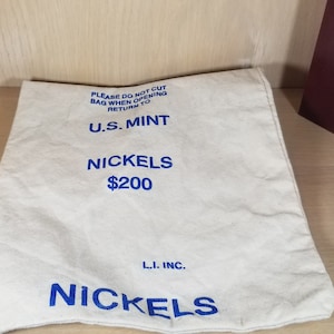 BANK BAG-MONEY Bag-vintage Cash-u.s. Mint-nickels-robber-antique Coins ...