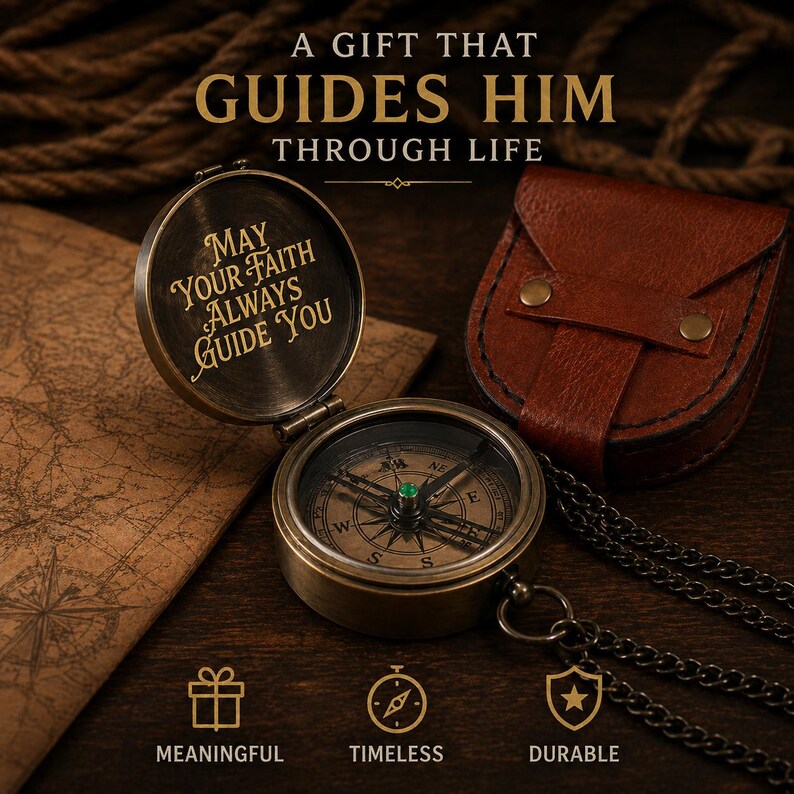 Engraved Compass – Catholic First Communion Gift Keepsake, Religious ...
