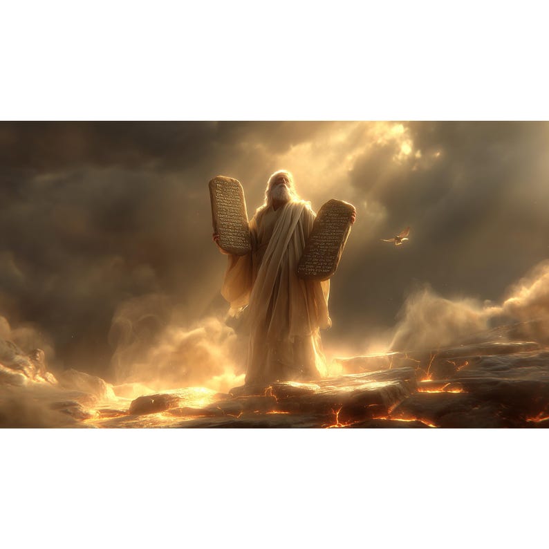 Moses and the Ten Commandments | Matte Fine Art Print | Inspirational ...