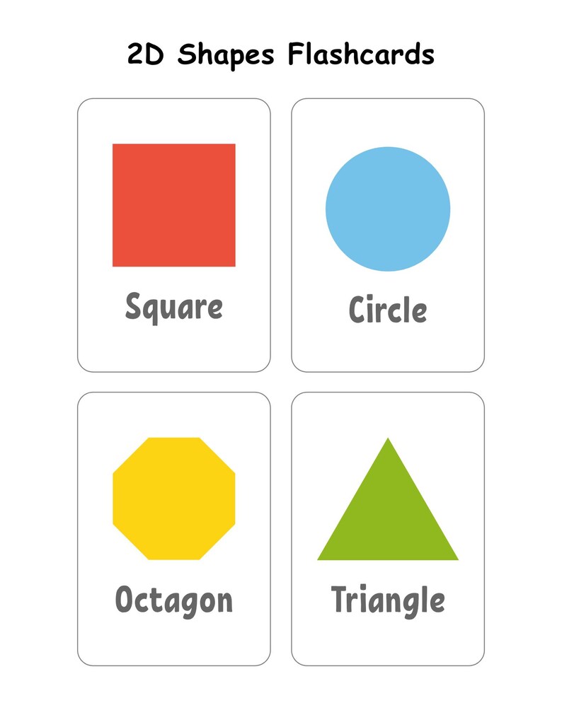 2D & 3D Shapes Flashcards for Kids | Fun Learning Printables ...