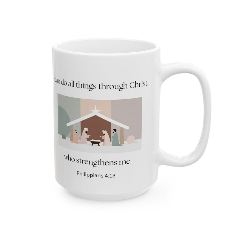 Nativity Scene Mug | Philippians 4:13 Ceramic Mug Christian Jesus - Etsy