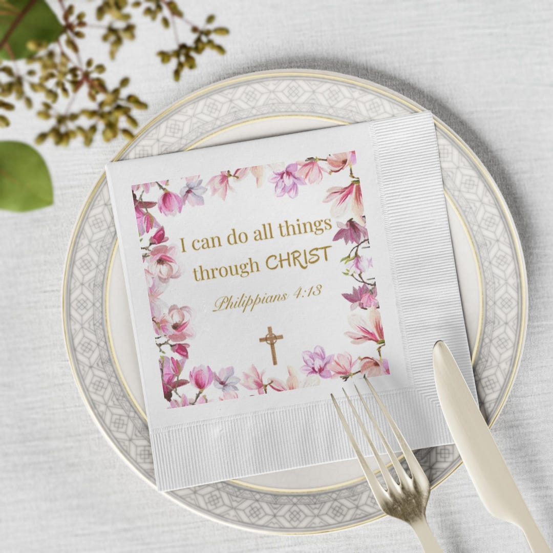 Faith Inspired Floral Scripture Napkins Party Tableware I Can Do All ...