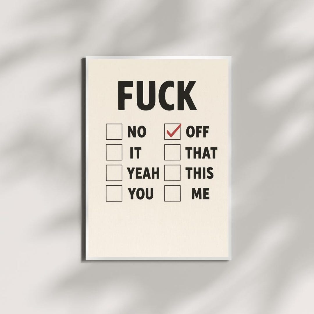 Funny Swear Word Checklist Poster | Minimalist Wall Art | Sarcastic ...